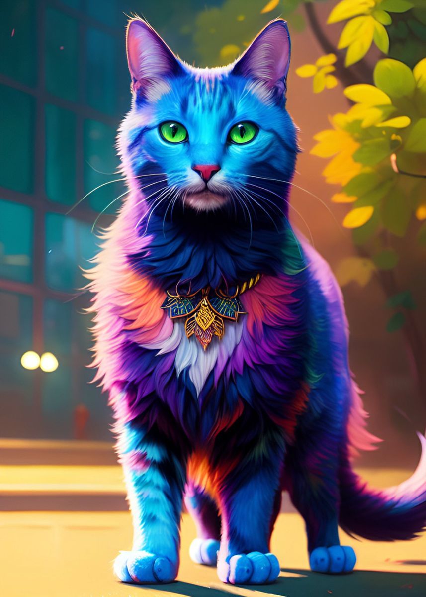 'Cute blue Cat Animal' Poster, picture, metal print, paint by Max Ronn ...