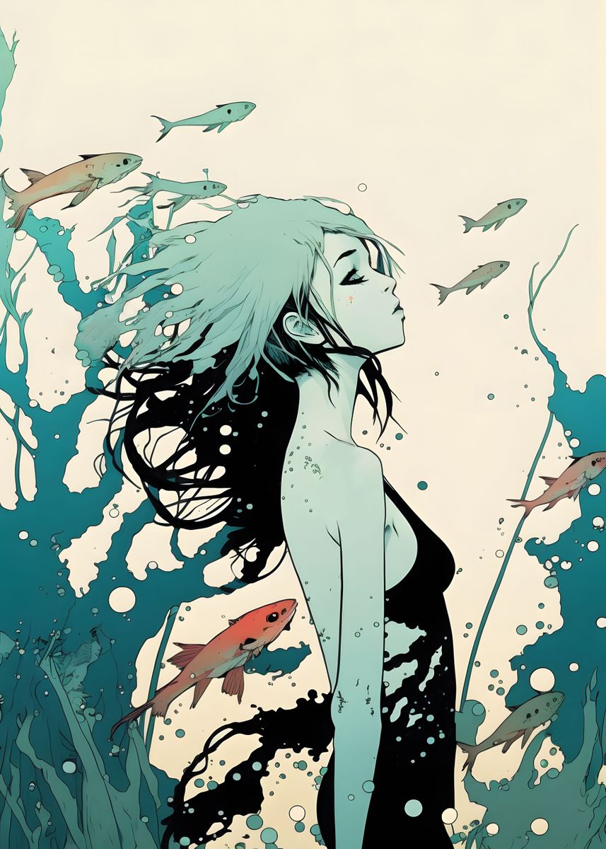 'Naiad' Poster, picture, metal print, paint by Scandy Wiz | Displate