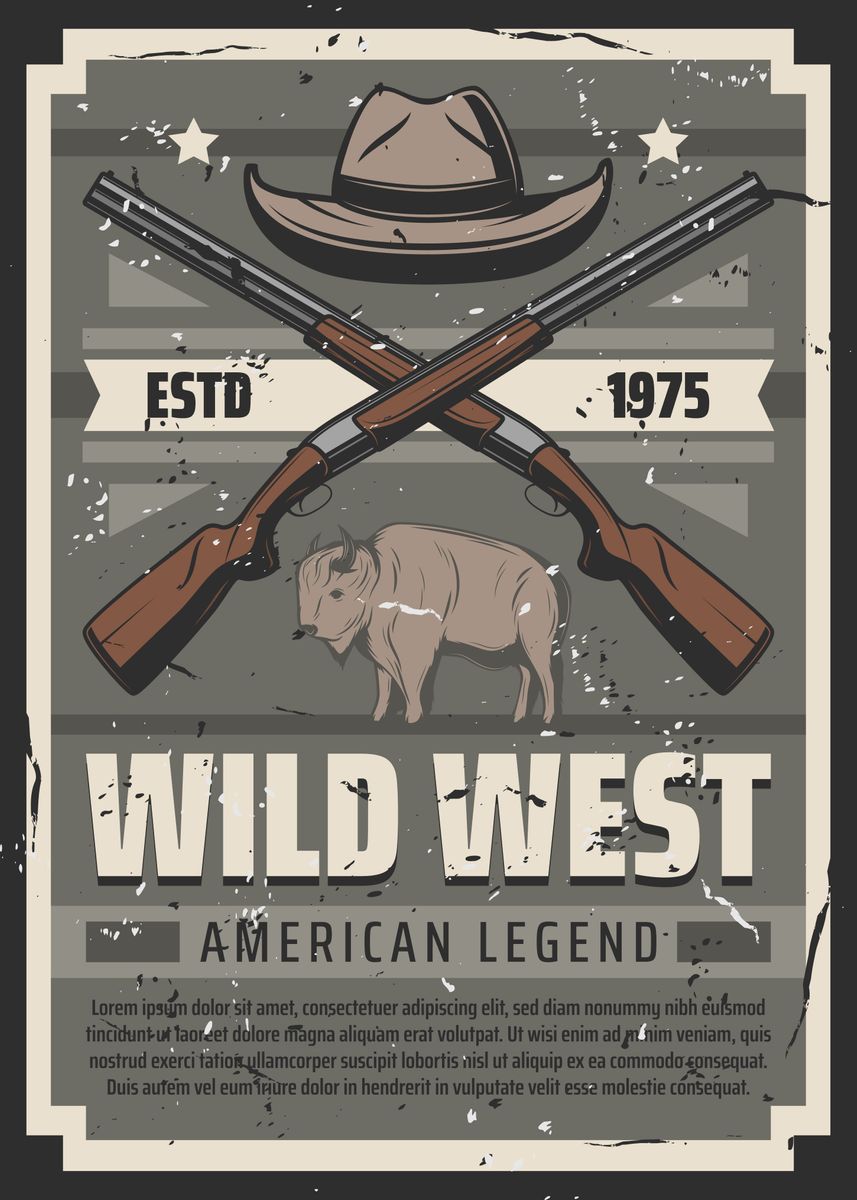 'Retro Wild West' Poster, picture, metal print, paint by 3am | Displate