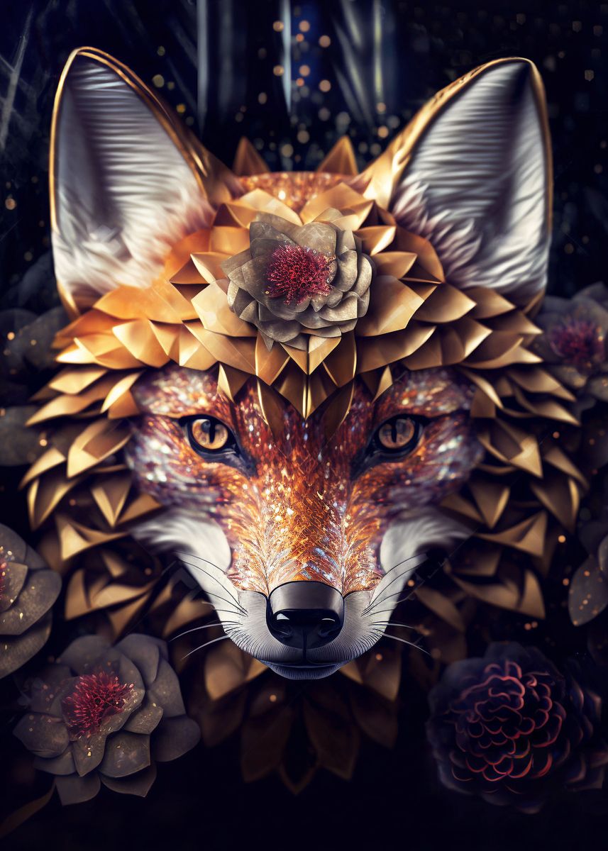 'Majestic king fox' Poster, picture, metal print, paint by Arnaud ...