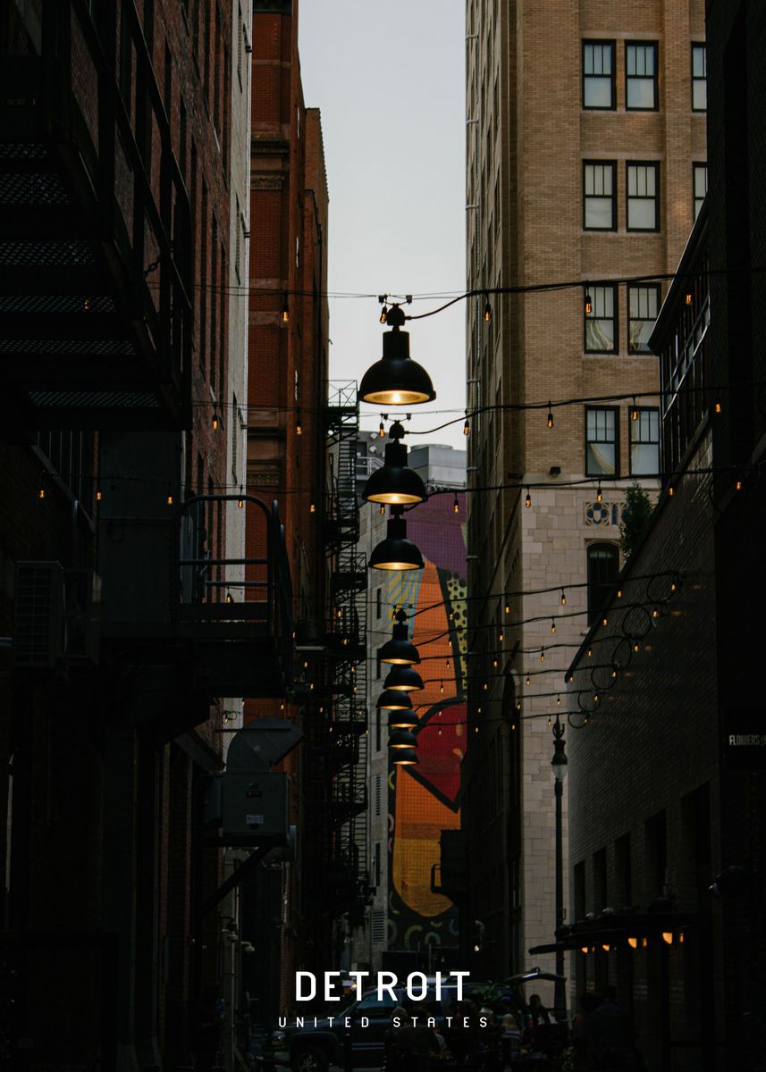 'Detroit ' Poster, picture, metal print, paint by Famous City | Displate