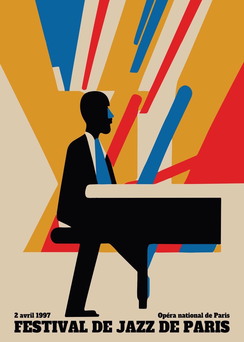 'Festival De Jazz De Paris' Poster, picture, metal print, paint by BluePinkPanther | Displate