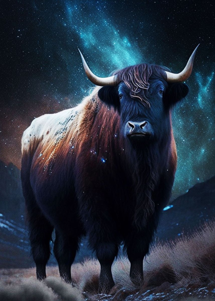 'Bison Space' Poster, picture, metal print, paint by Muh Asdar | Displate