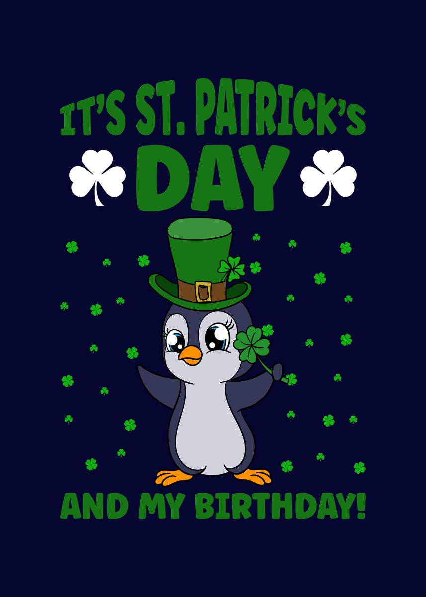 'St Patricks Day Penguin' Poster, picture, metal print, paint by MzumO ...