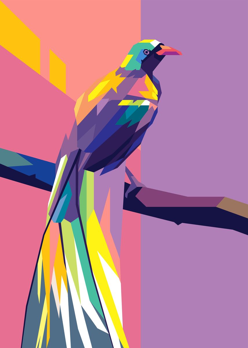 'Bird Pop Art' Poster, picture, metal print, paint by Indra | Displate