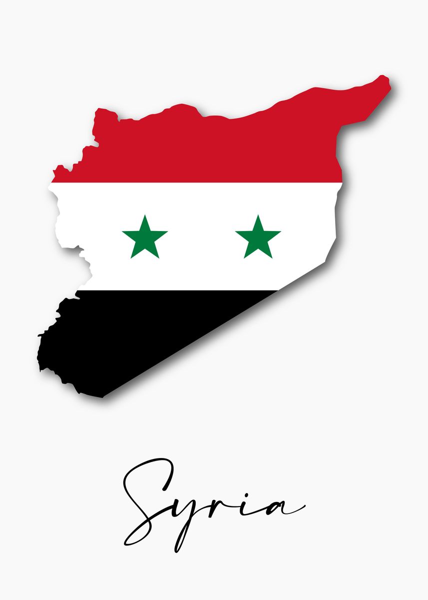 'Syria Country Map Flag' Poster, picture, metal print, paint by ...