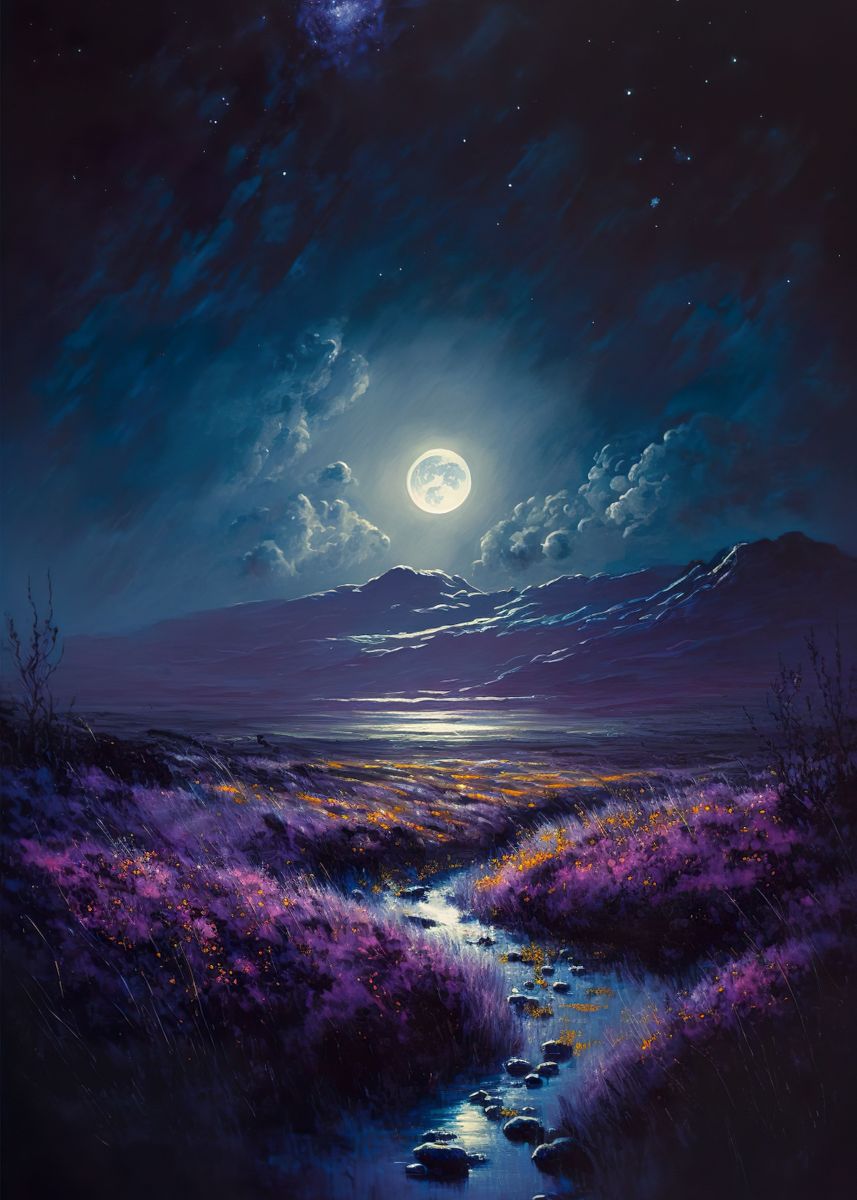 'Mystic Purple Mountain' Poster, picture, metal print, paint by ...