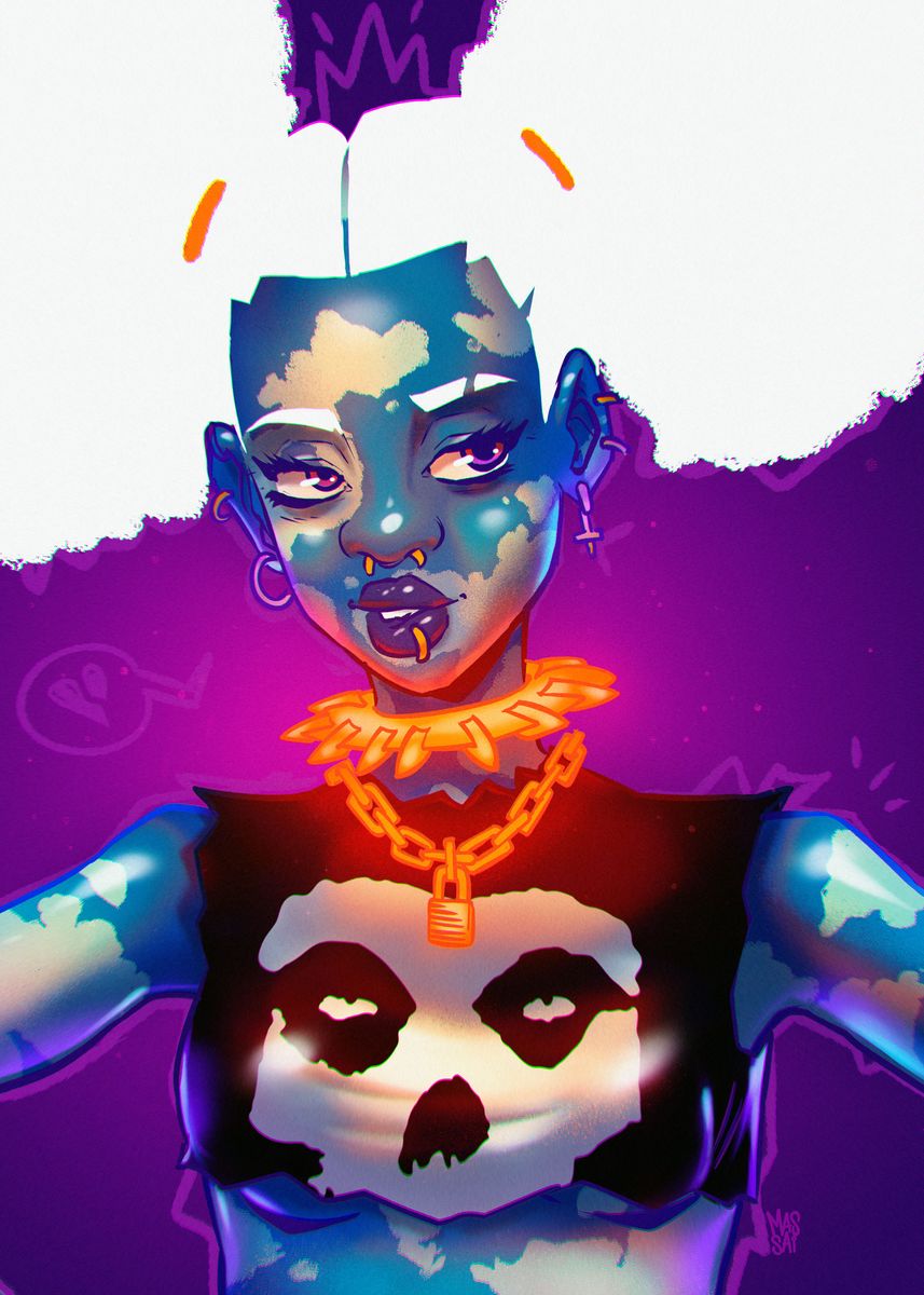 'The Black Punk Queen' Poster, picture, metal print, paint by Massai ...