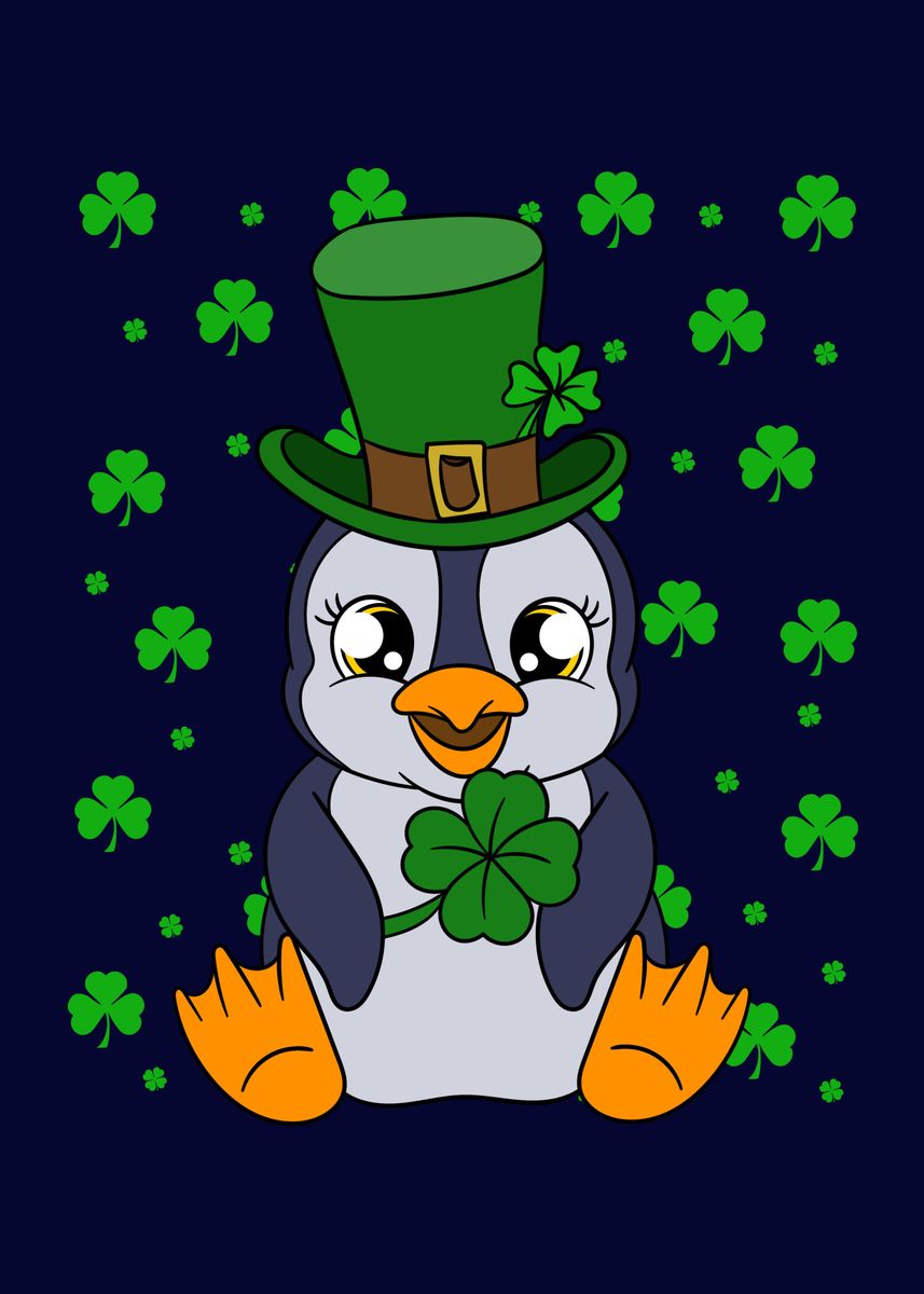 'St Patricks Day Penguin' Poster, picture, metal print, paint by MzumO ...