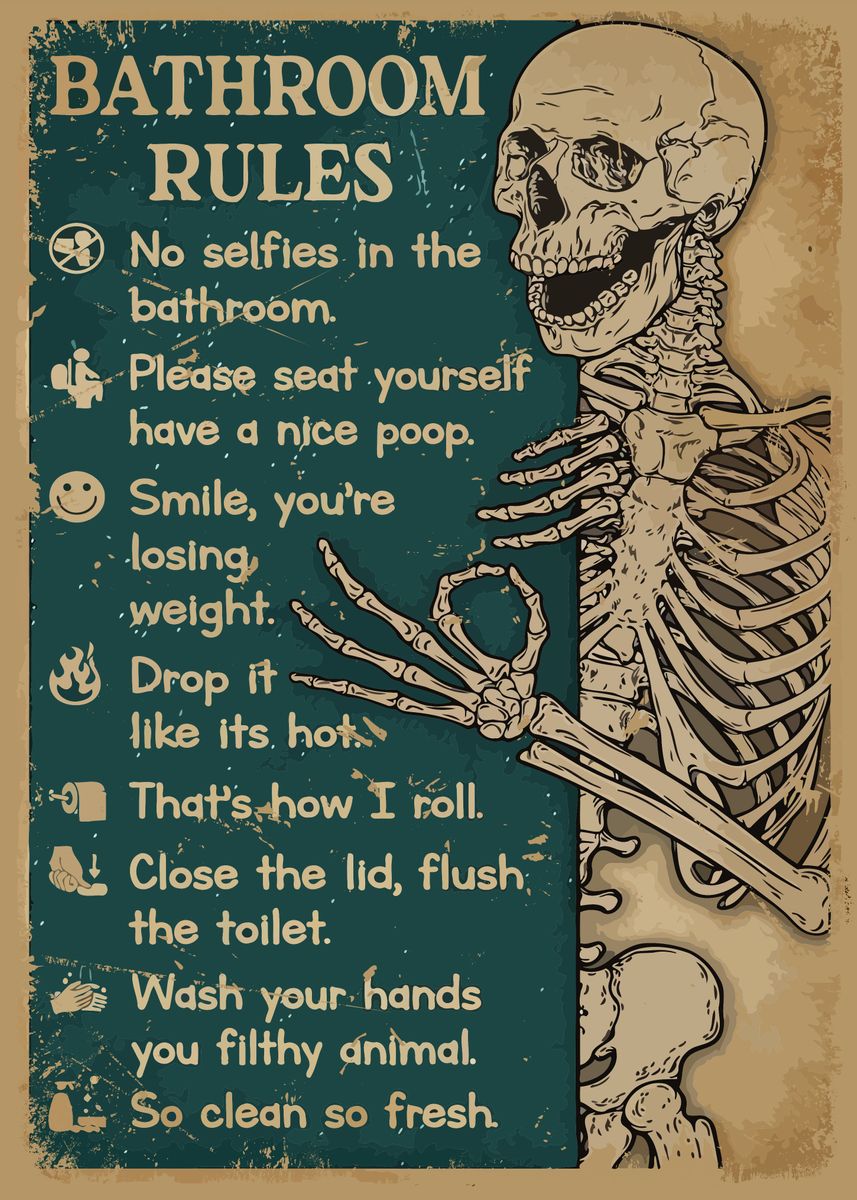 'Bathroom Funny' Poster, picture, metal print, paint by Wall Art | Displate