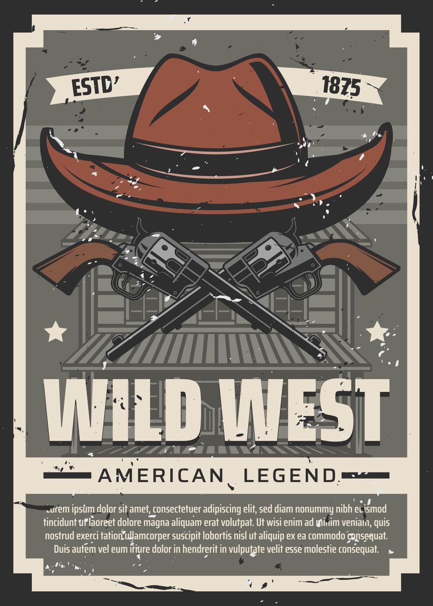 'Retro Wild West' Poster, picture, metal print, paint by 3am | Displate