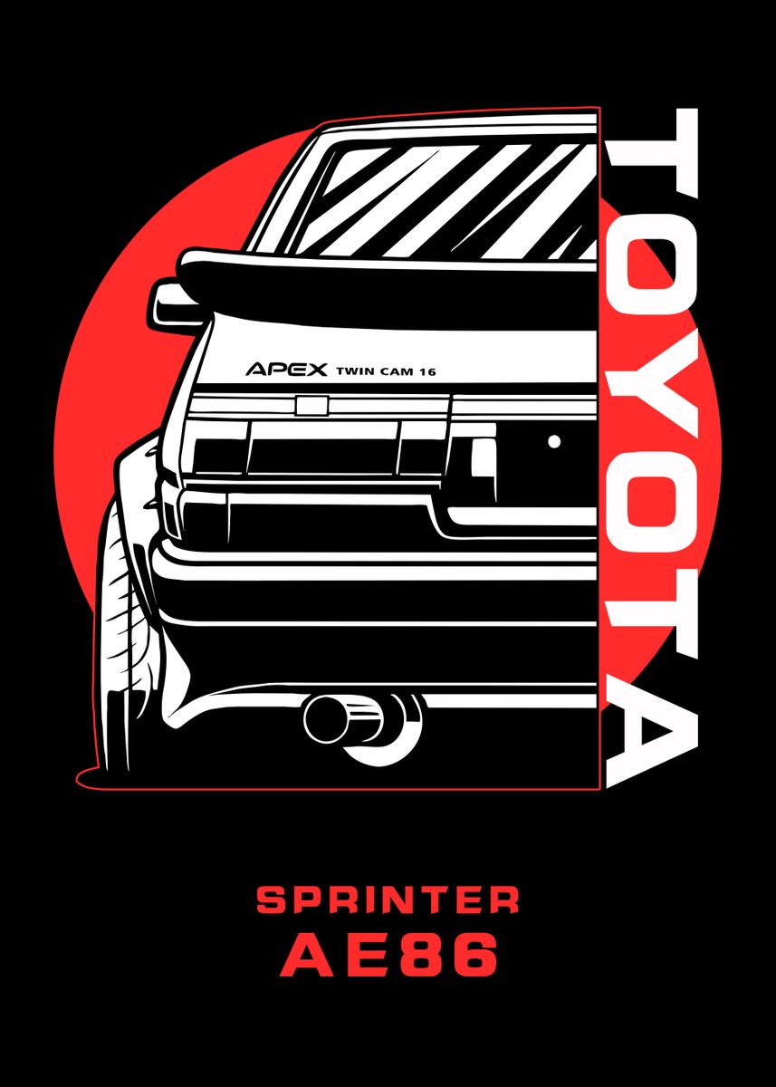 'Toyota Sprinter AE86' Poster, picture, metal print, paint by Faissal ...