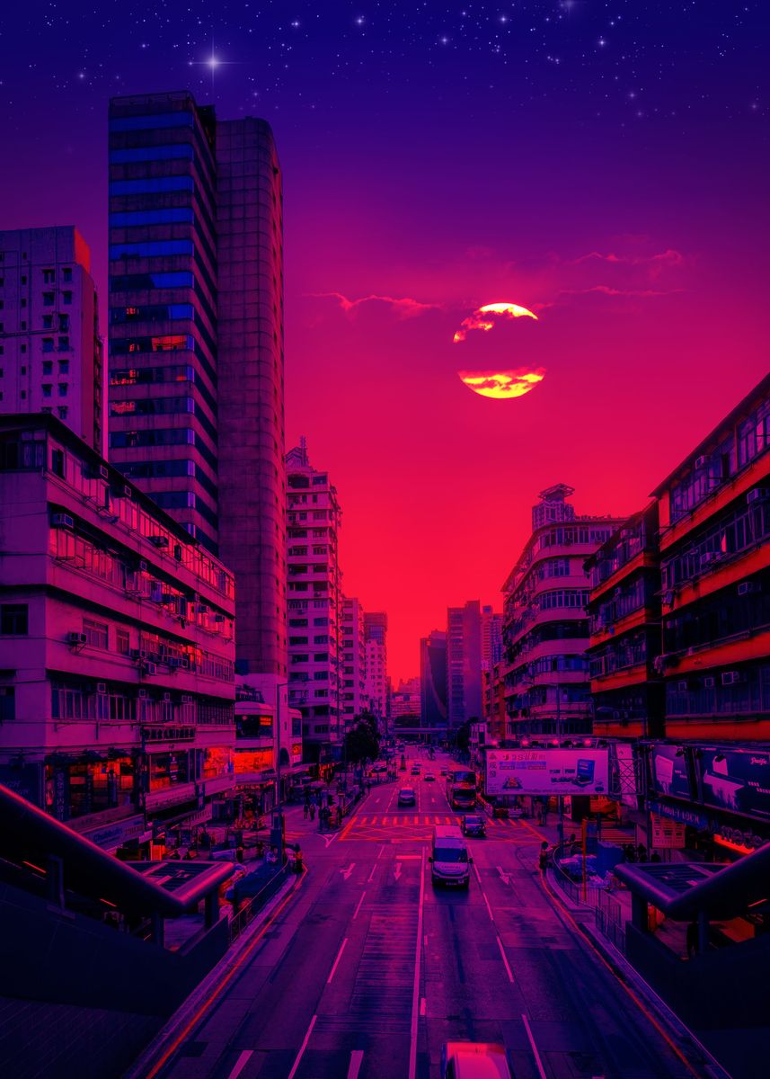 'Neon sunset' Poster, picture, metal print, paint by Ritvik Takkar ...