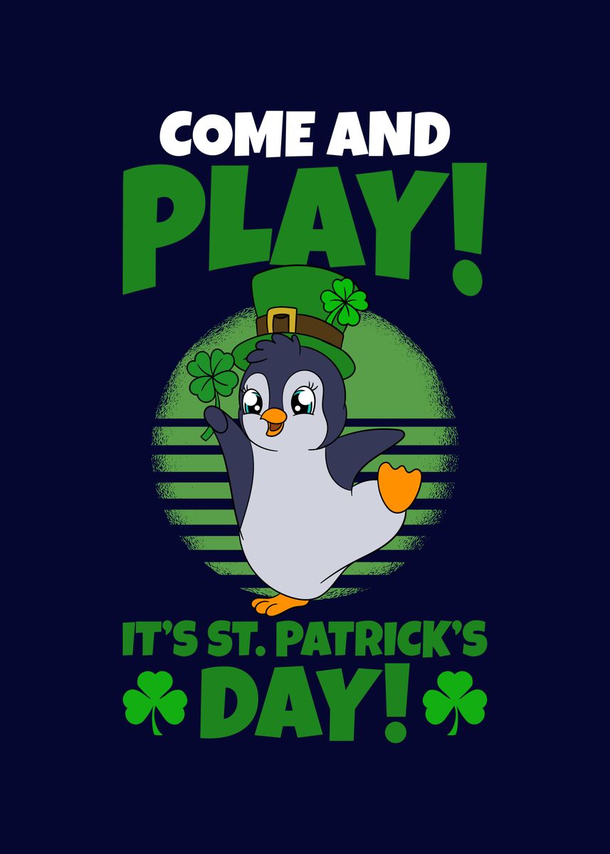 'St Patricks Day Penguin' Poster, picture, metal print, paint by MzumO ...