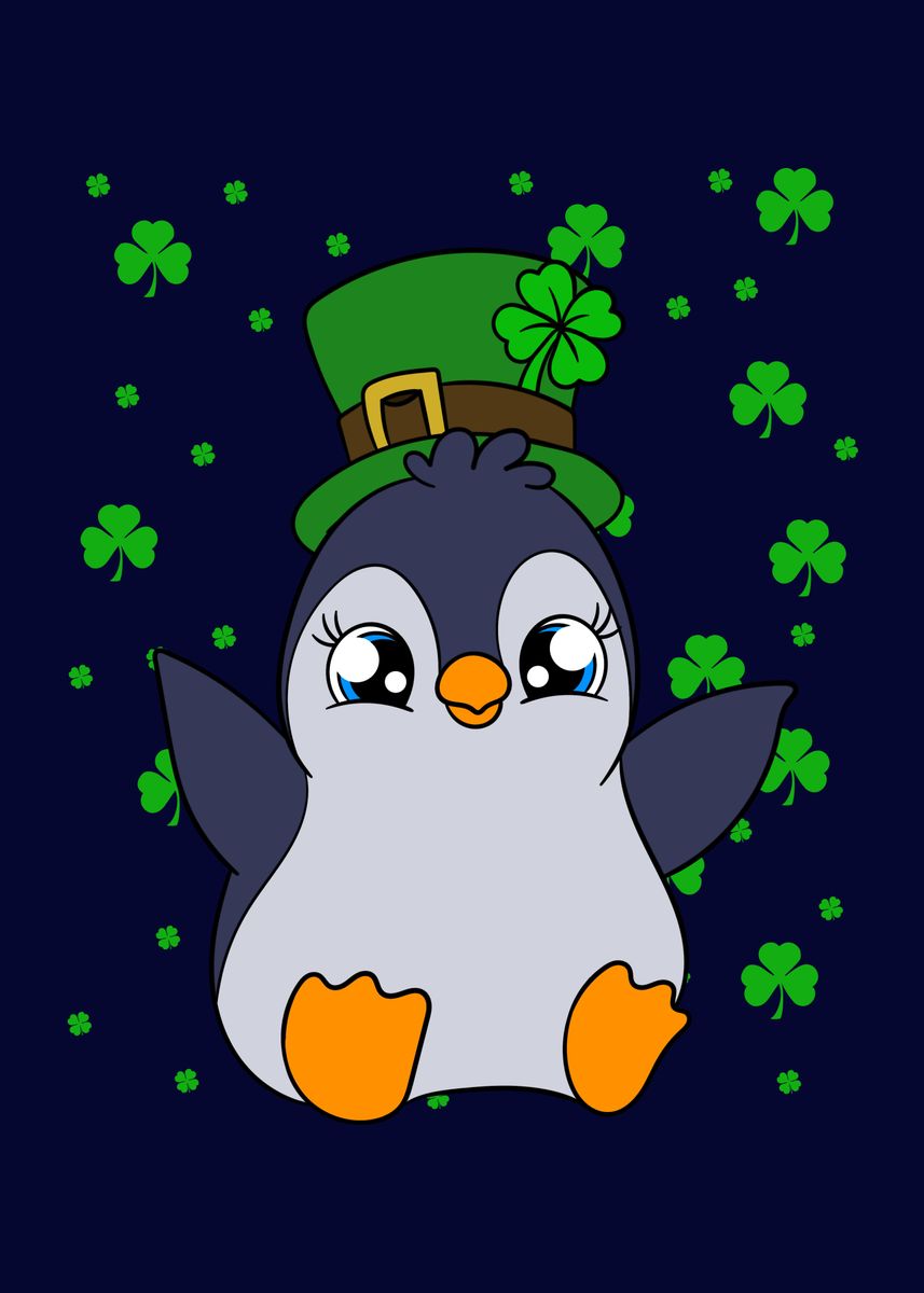 'St Patricks Day Penguin' Poster, picture, metal print, paint by MzumO ...