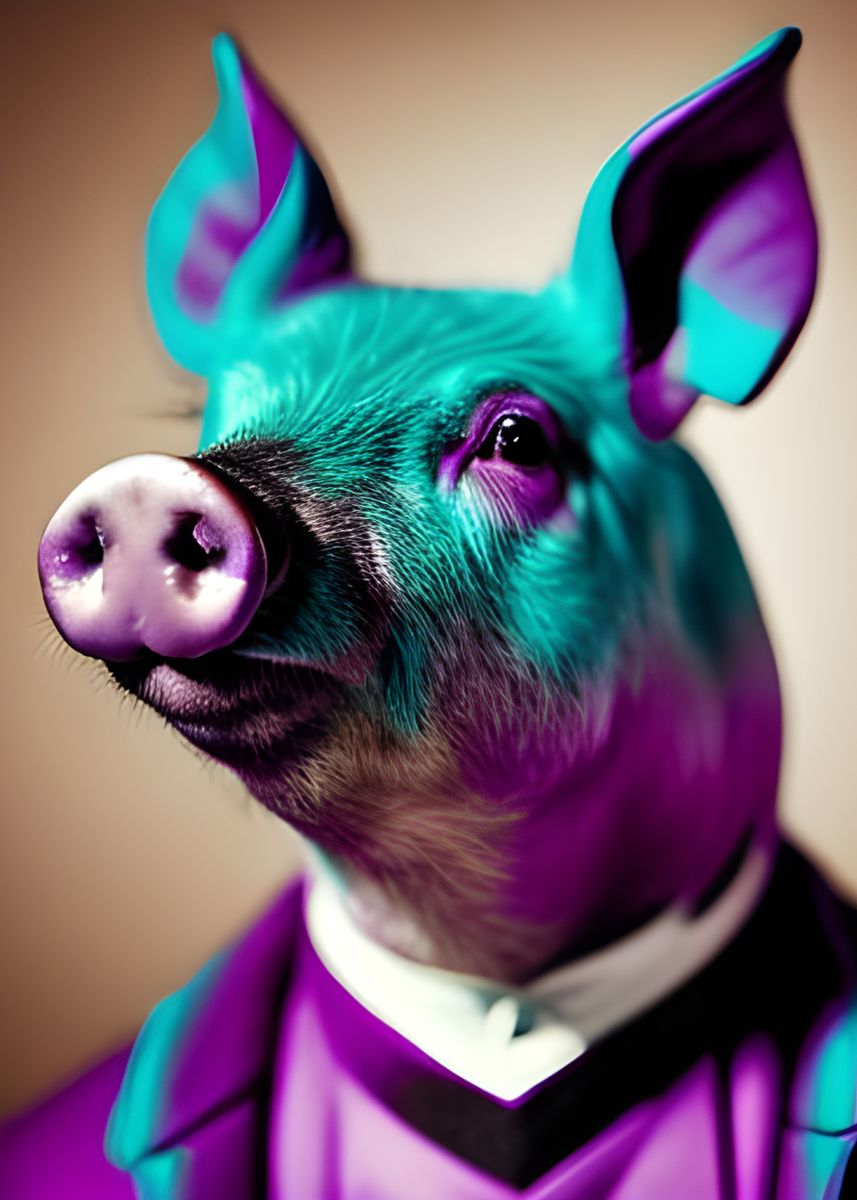 'Animal Portrait Pig' Poster, picture, metal print, paint by Chris ...