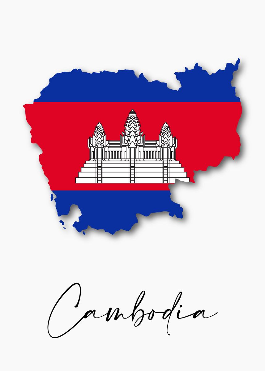 'Cambodia Country Map Flag' Poster by dkDesign | Displate