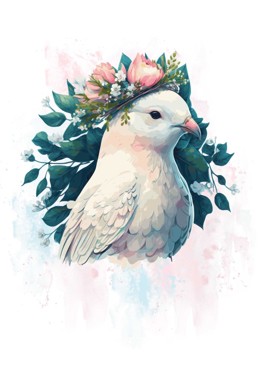 'Beautiful White Dove' Poster, picture, metal print, paint by ...