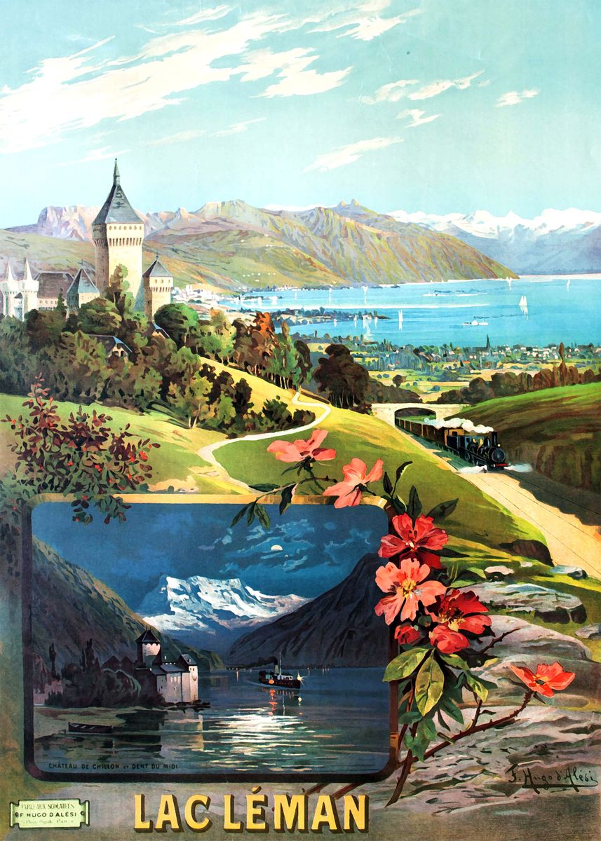 'Lac Leman' Poster, picture, metal print, paint by Sam Kal | Displate