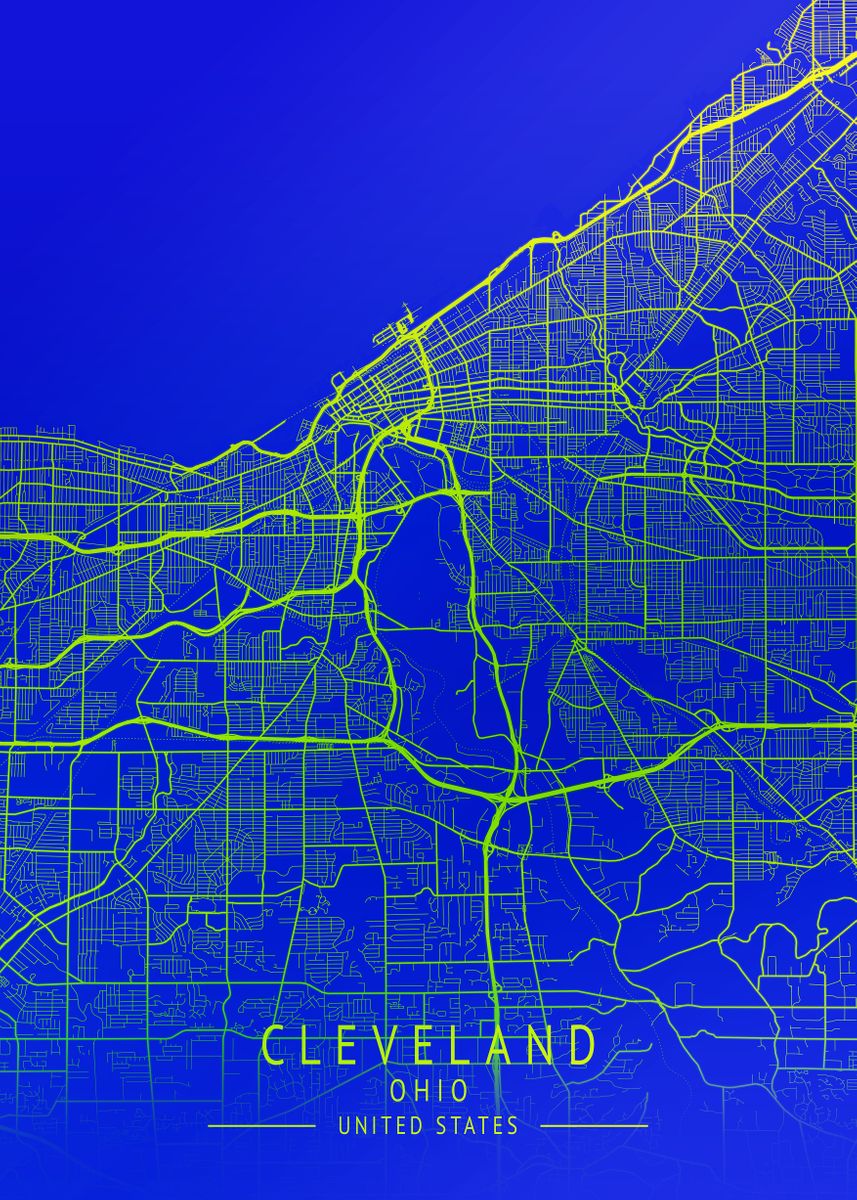 'Cleveland Ohio City Map' Poster, picture, metal print, paint by Gigi ...