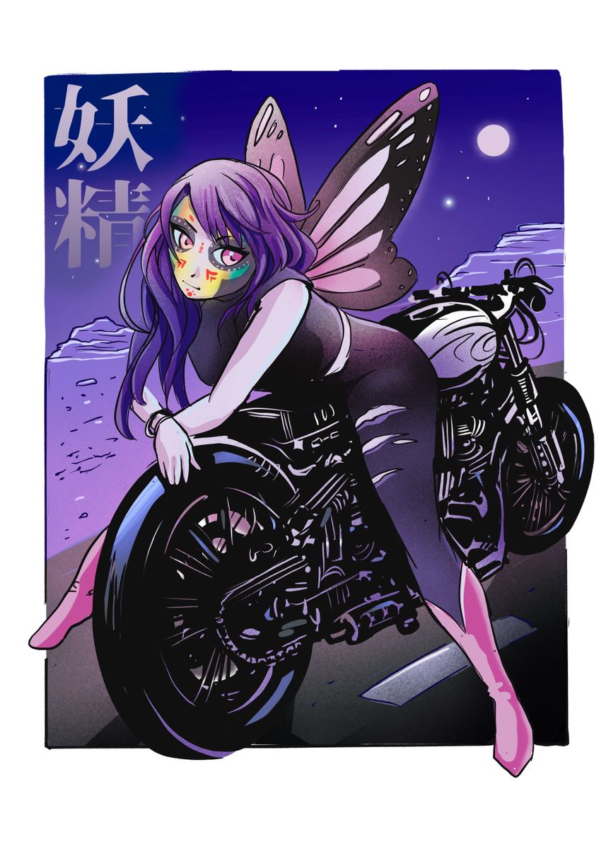 'Fairy on Motorcycle' Poster, picture, metal print, paint by OfCADesign ...