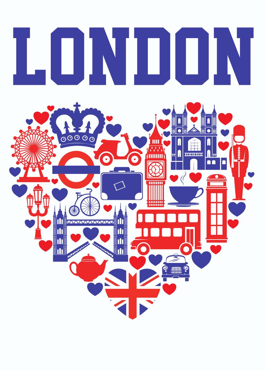 'I Love London Heart' Poster, picture, metal print, paint by Detour ...