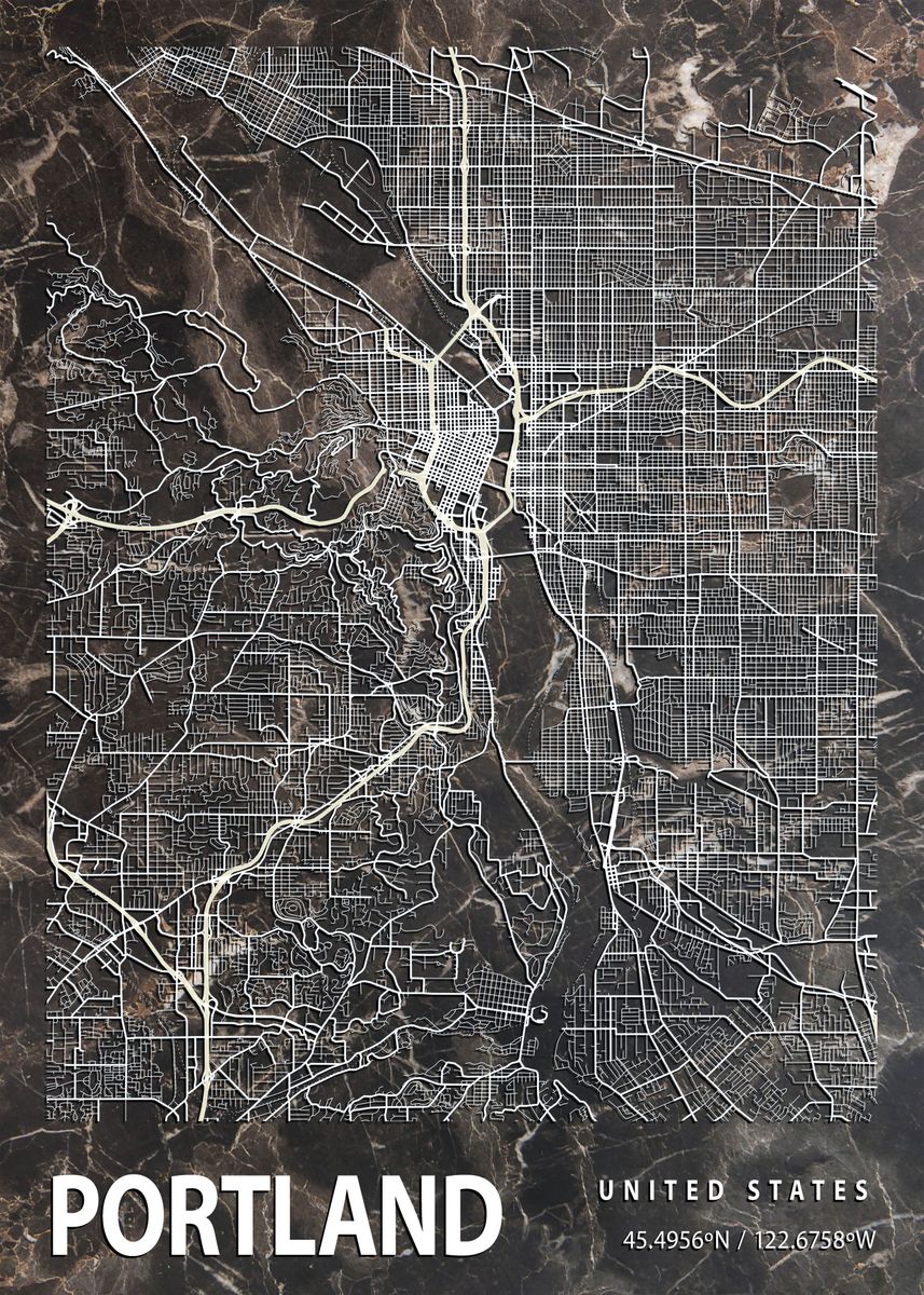 'PORTLAND CITY MAP' Poster by Nae | Displate