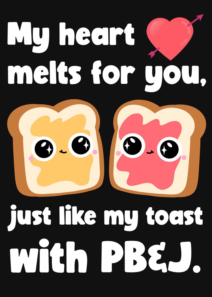 'Cute Toast Valentine Treat' Poster, picture, metal print, paint by ...