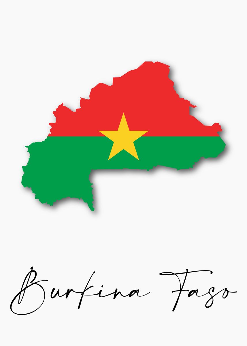 'Burkina Faso Map Flag' Poster, picture, metal print, paint by dkDesign ...