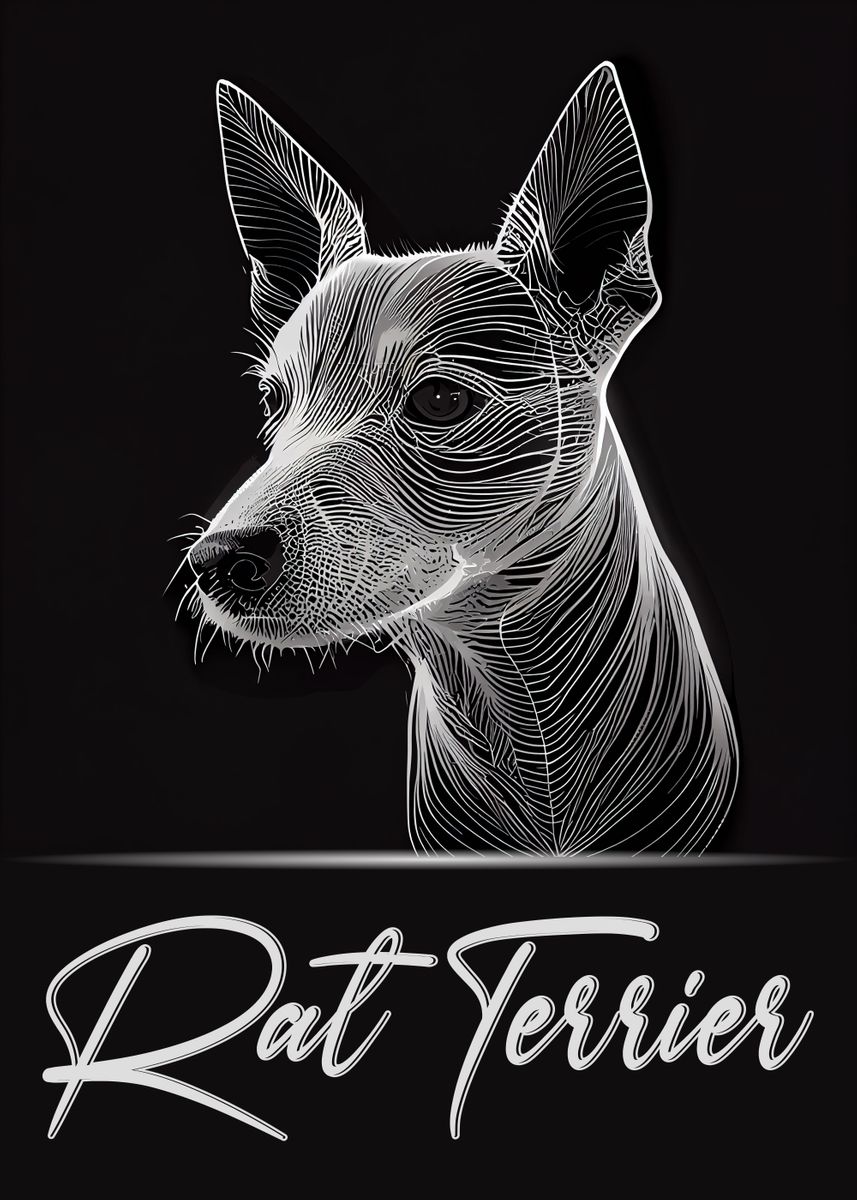 'Elegant Rat Terrier' Poster, picture, metal print, paint by Artistic Paradigms | Displate