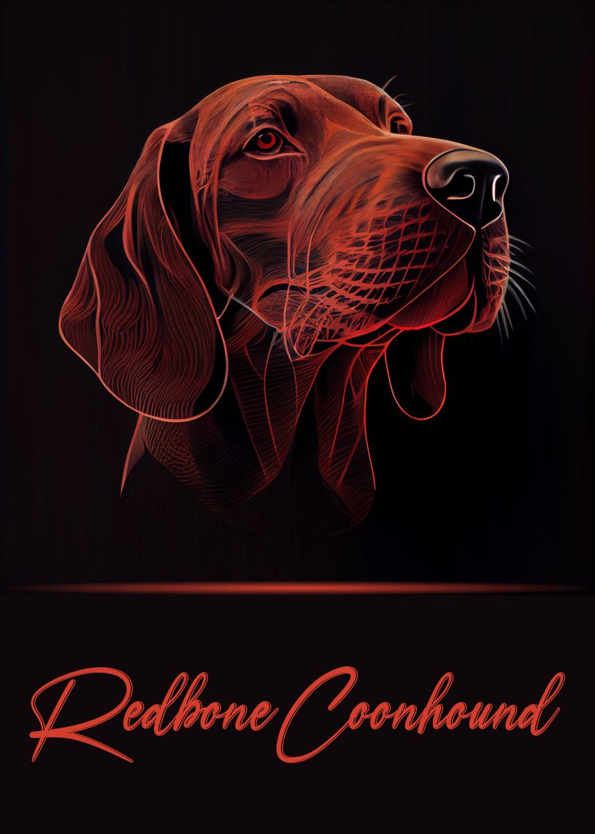 'Elegant Redbone Coonhound' Poster, picture, metal print, paint by ...