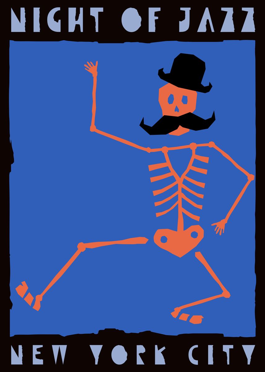 'NYC Jazz Night Poster' Poster, picture, metal print, paint by BluePinkPanther | Displate