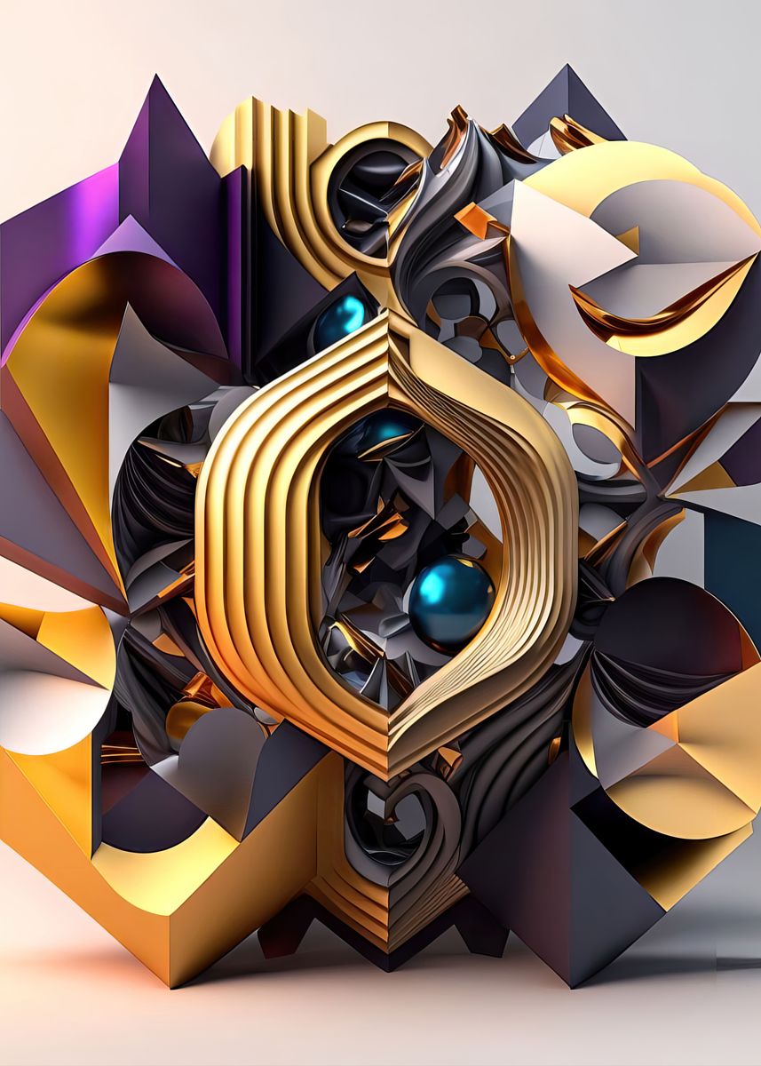 'Modern Digital Abstract' Poster by Brandon Achaibar | Displate