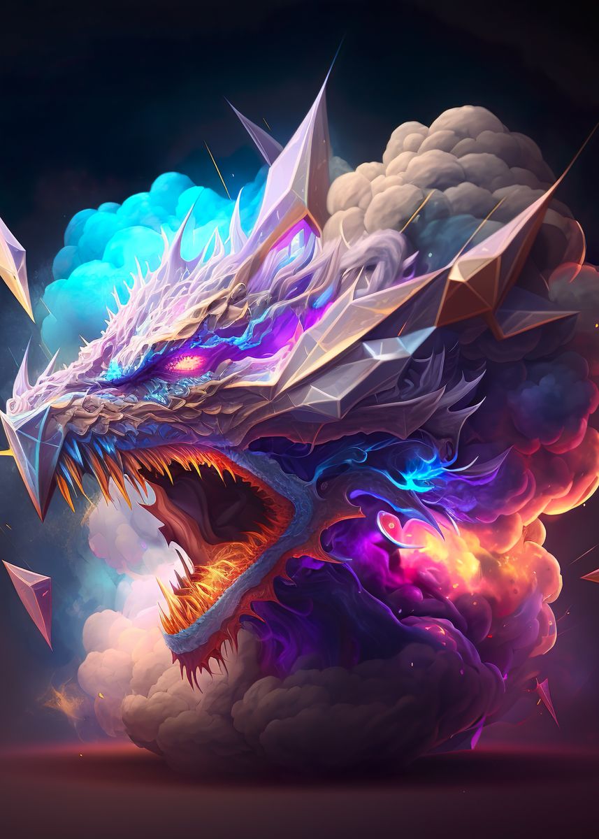 'Dragon in Smoke ' Poster, picture, metal print, paint by ...