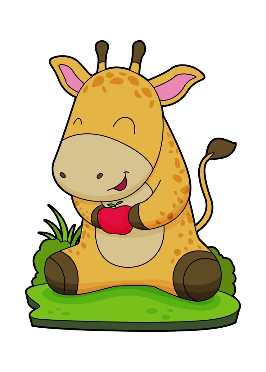 'Giraffe Apple Fruit' Poster, picture, metal print, paint by Markus ...