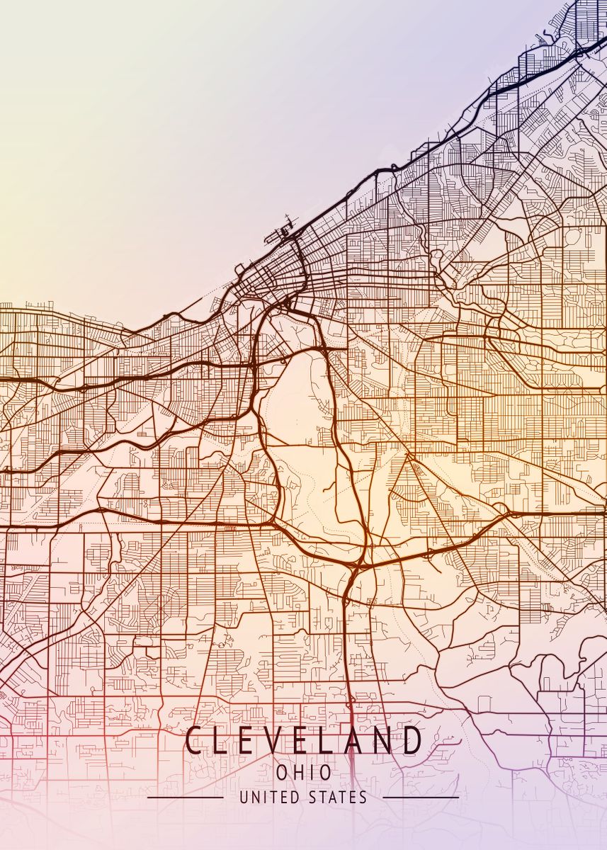 'Cleveland Ohio City Map' Poster, picture, metal print, paint by Gigi ...