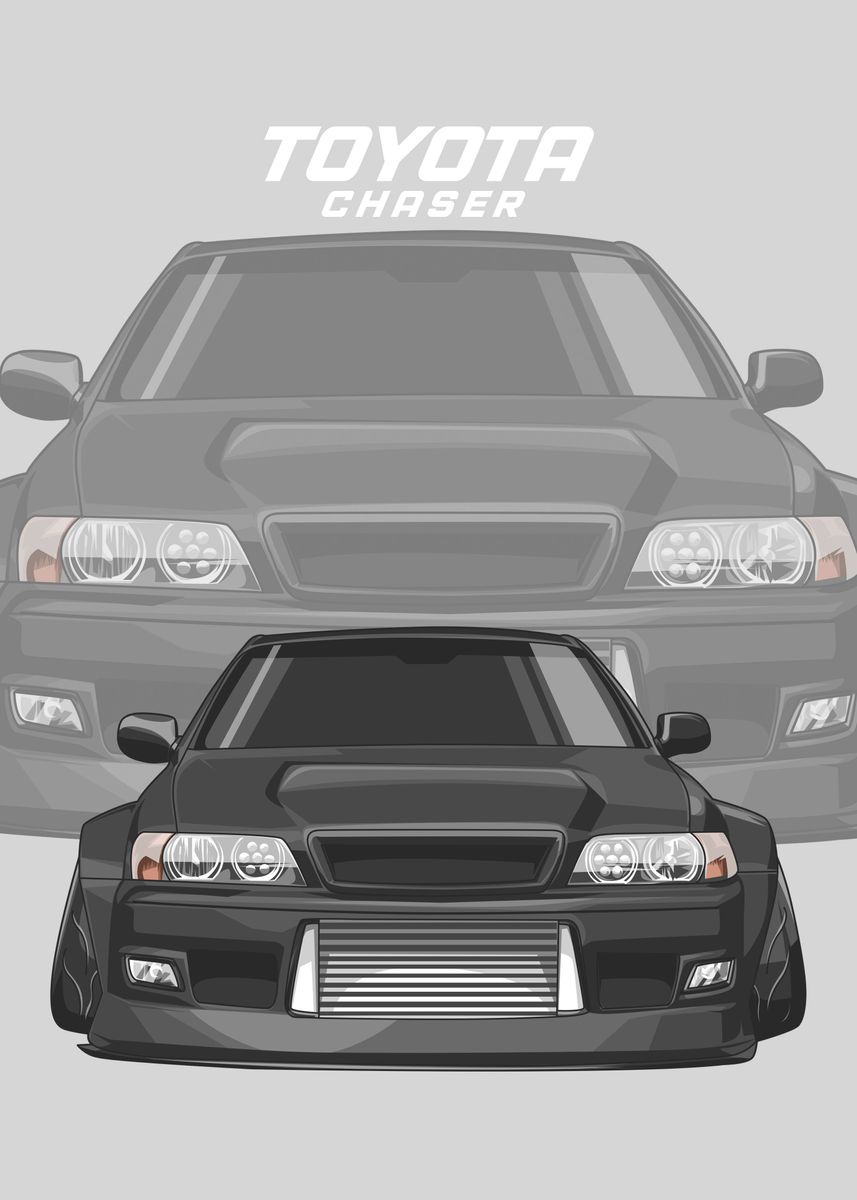 'TOYOTA CHASER JZX100 BLACK' Poster, picture, metal print, paint by ...
