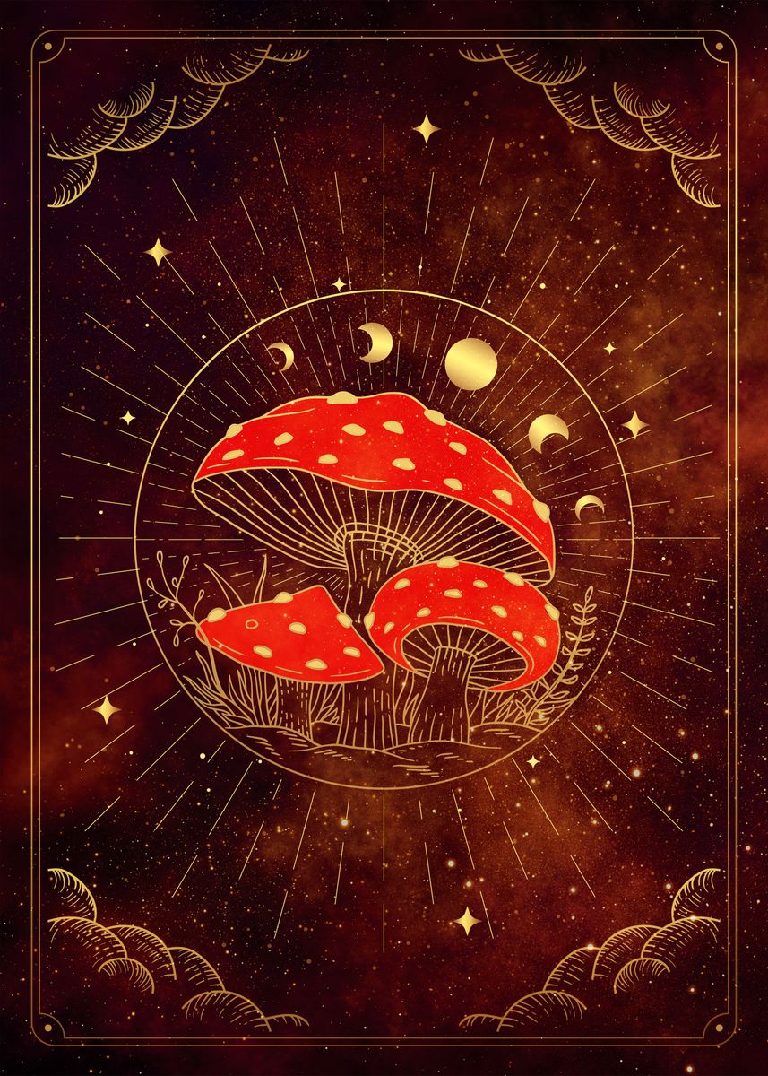 'Tarot the moon toadstools' Poster, picture, metal print, paint by ...