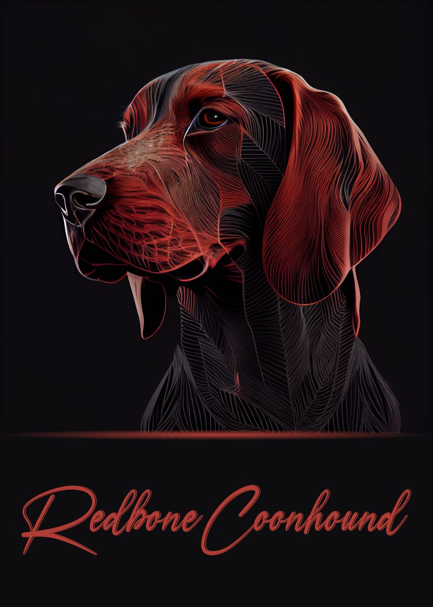 'Redbone Coonhound' Poster, picture, metal print, paint by Artistic ...