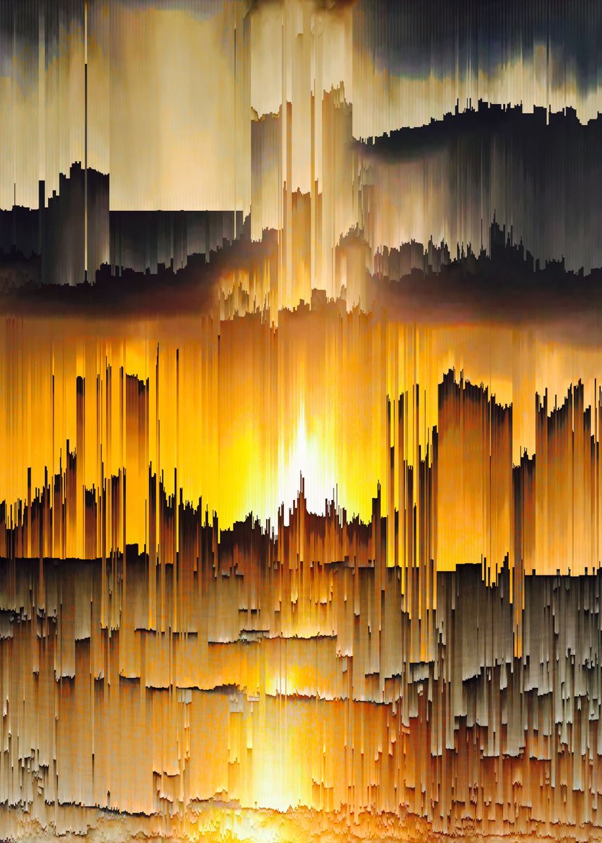 'Sunset Glitch 4' Poster, picture, metal print, paint by 1x Merch ...