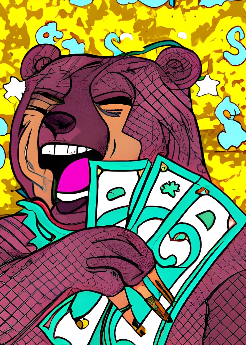 'Cash Bear' Poster, picture, metal print, paint by Chris | Displate