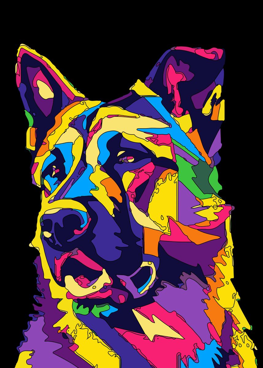 'Dog Portrait in WPAP Style' Poster by ShrewdOne | Displate