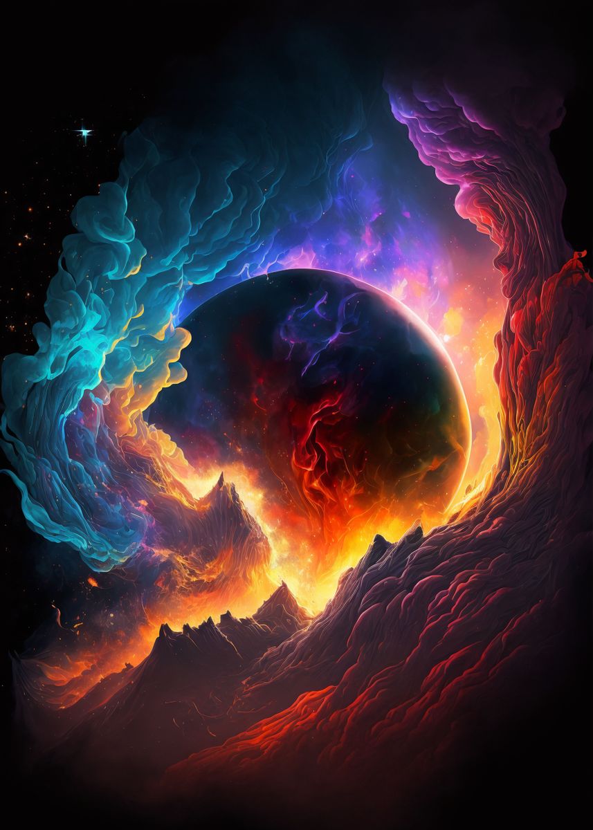 'Burst of Galaxy' Poster, picture, metal print, paint by Cybronauts ...