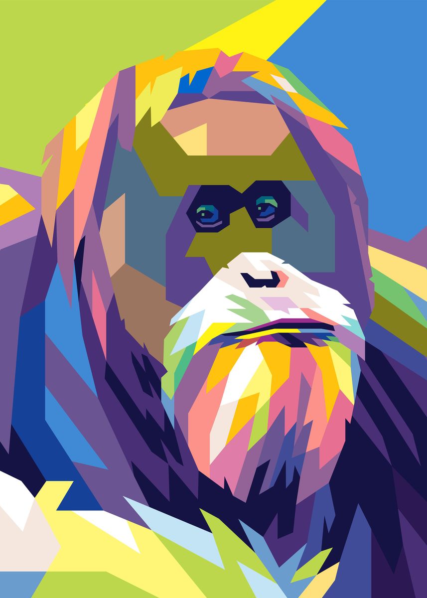 'Monkey Pop Art' Poster, picture, metal print, paint by Indra | Displate