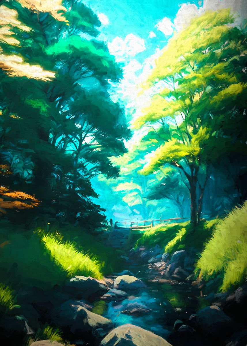 'Forest stream' Poster, picture, metal print, paint by Brian Vegas ...