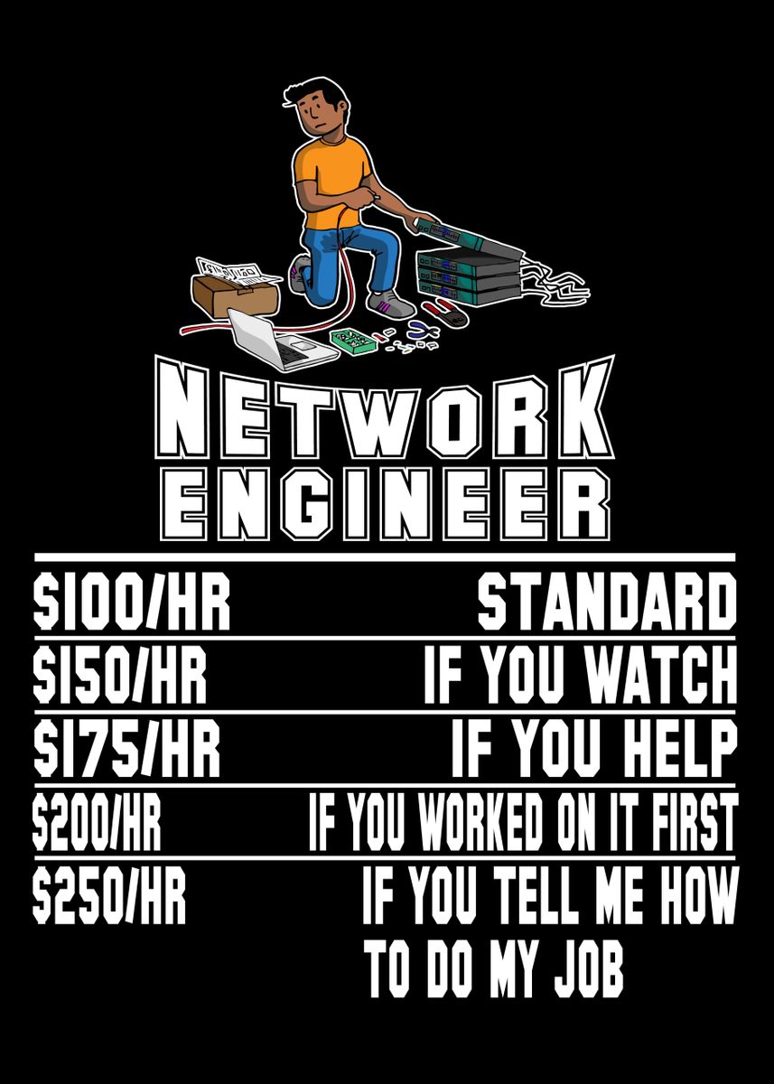 'Funny Network Engineer' Poster, picture, metal print, paint by ...