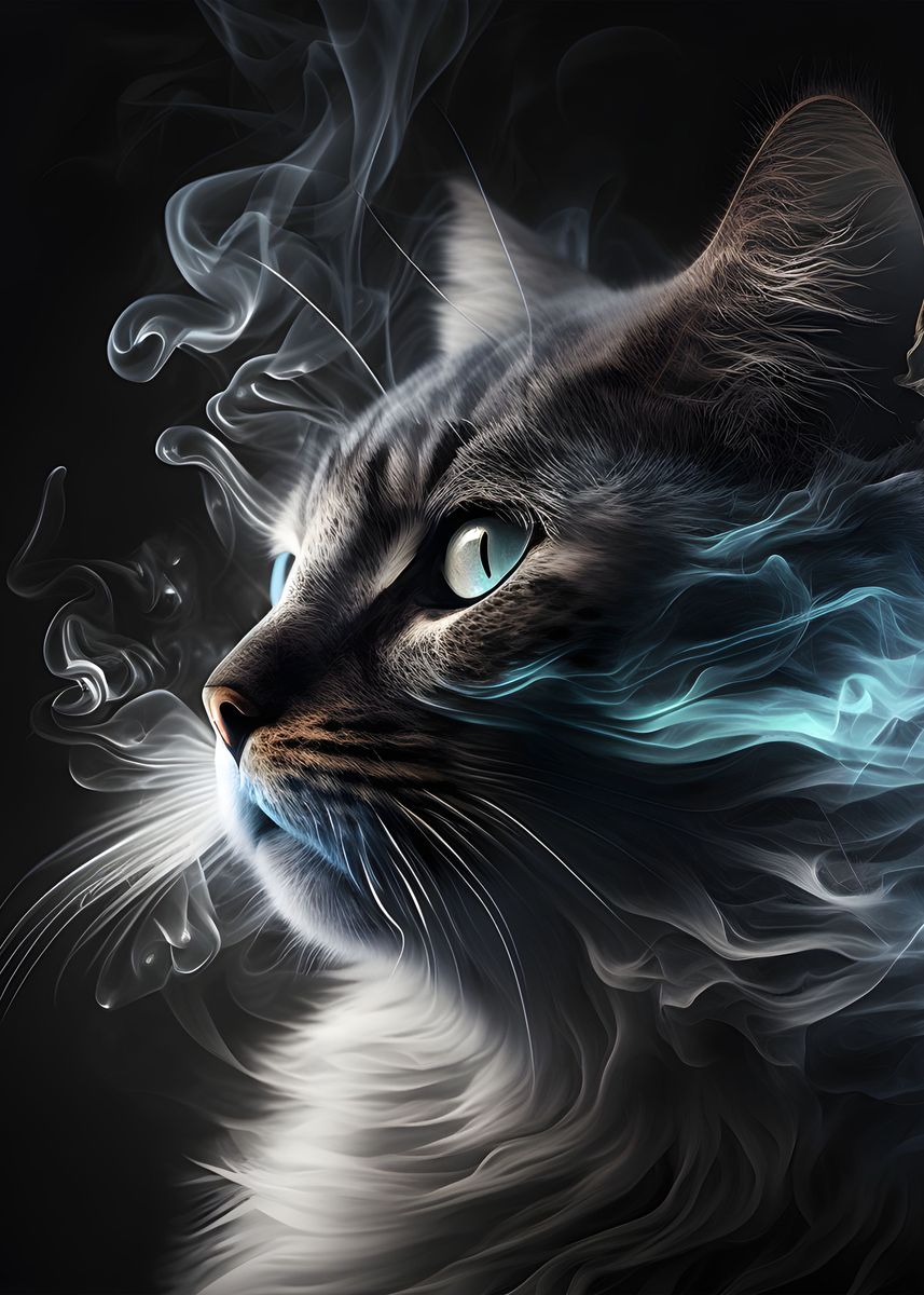 'Smokey Cat' Poster, picture, metal print, paint by Jai Kingsdale ...