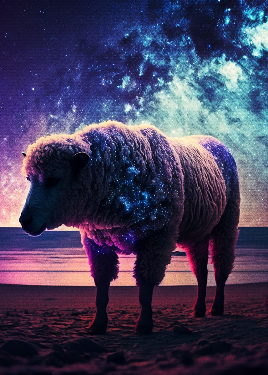 'Space Sheep' Poster, picture, metal print, paint by Muh Asdar | Displate