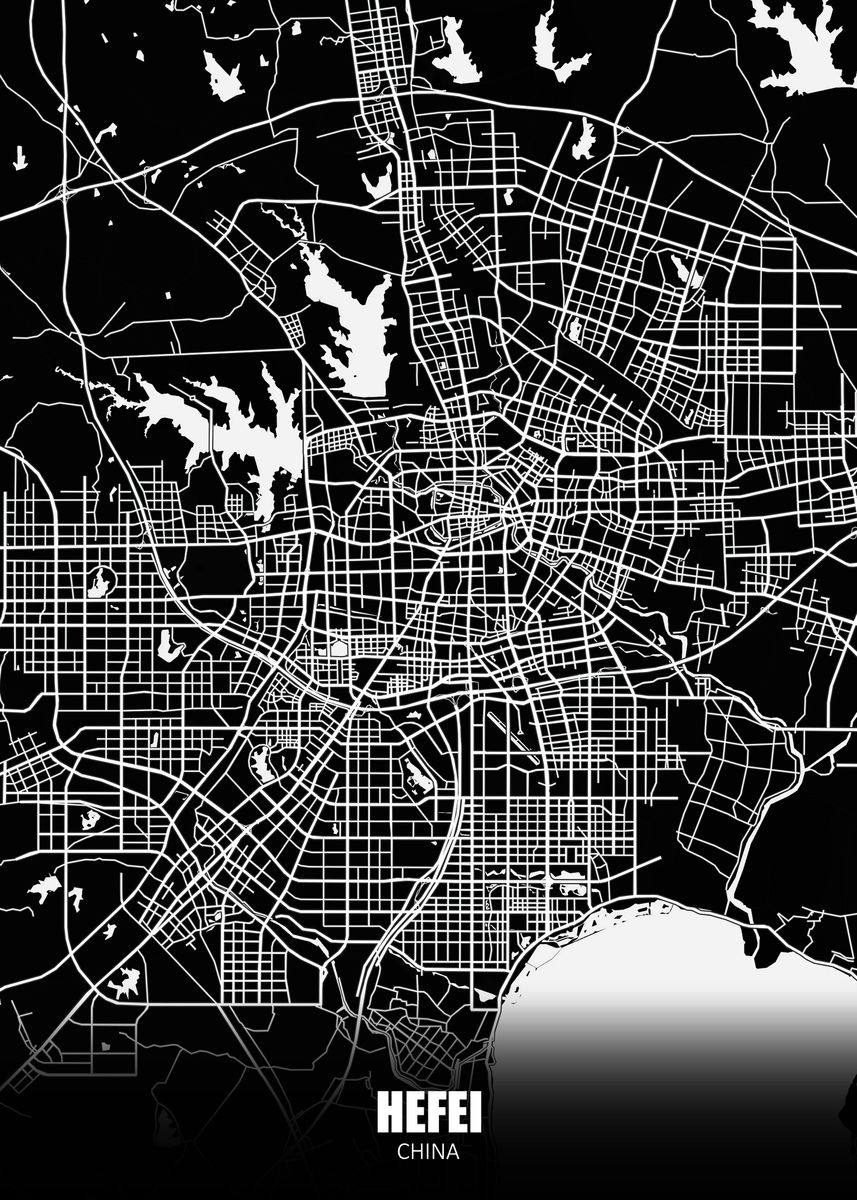 'Hefei China Dark Map' Poster, picture, metal print, paint by Zake ...