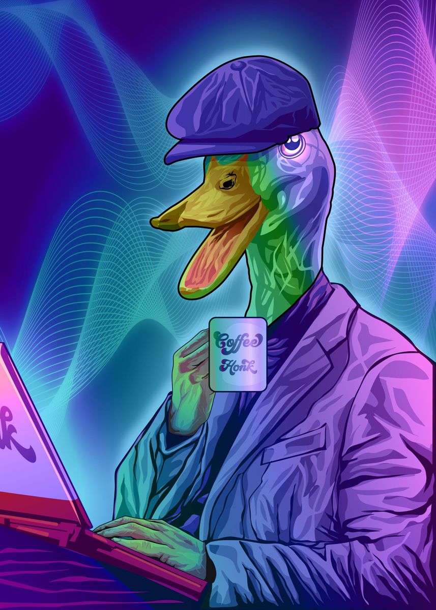 'funny duck at work 2' Poster, picture, metal print, paint by Ilhamqrov ...